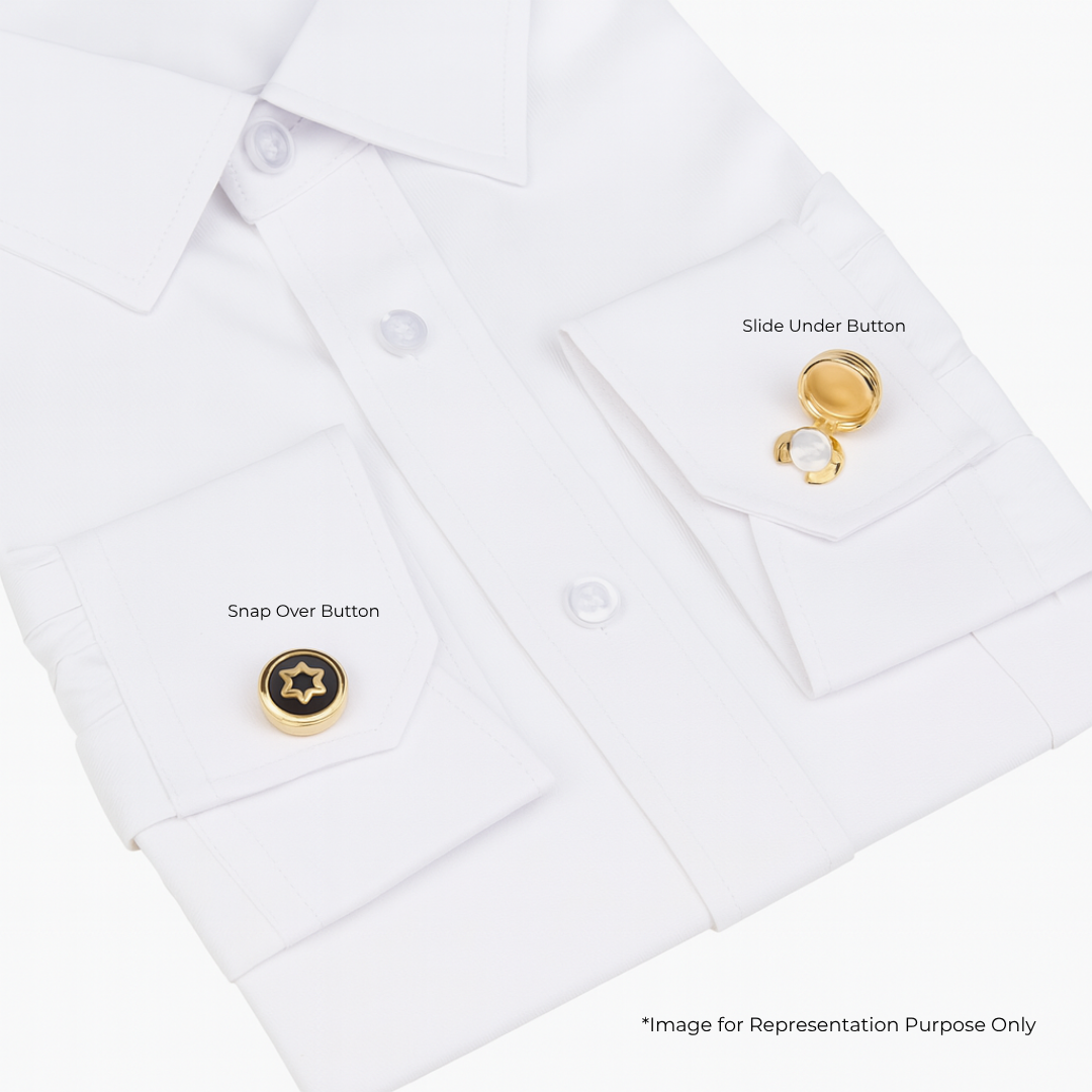 Black & Pearl Brass Cuff Buttons – Easy-Fit Formal Wear & Chokore