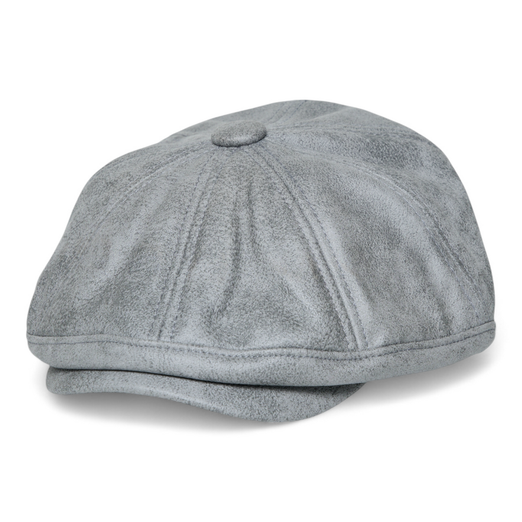 Chokore Retro Leather Newsboy Cap (Dark Grey)