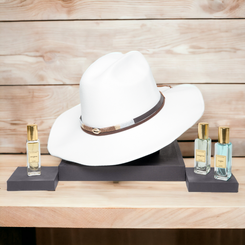 Chokore Special 2-in-1 Gift Set for Him (Cowboy Hat - White, & Perfume