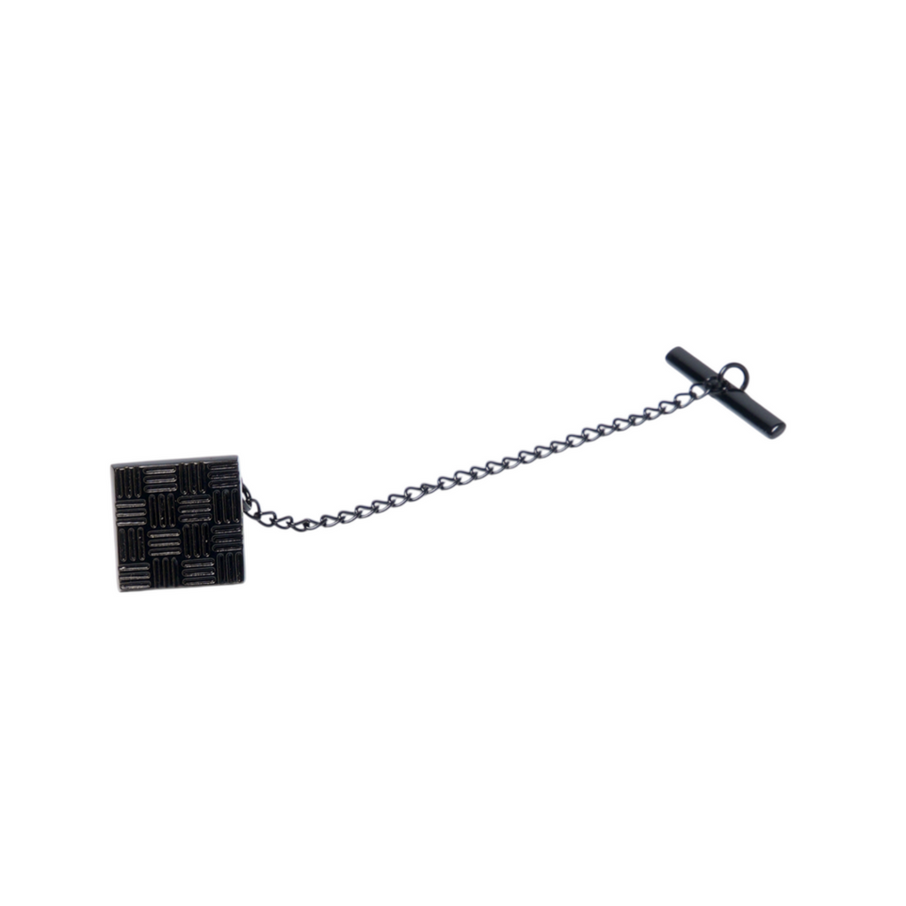 Matte Black Square Brass Tie Tack – Modern Minimalist Look & Chokore